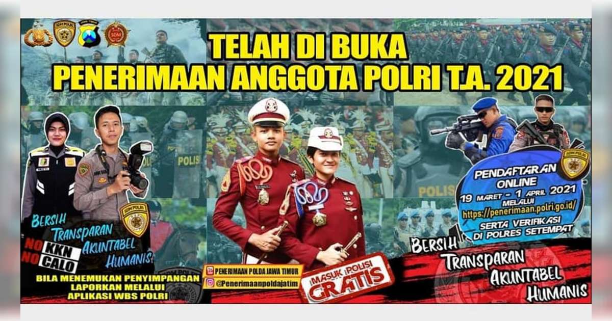 Polri Buka Pendaftaran Penerimaan Anggota Tamtama, Bintara, dan Taruna Akpol 2021 ...